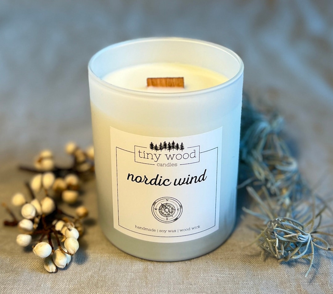 NORDIC WIND Scented Candle With Wooden Wick Soy Wax Matt - Etsy