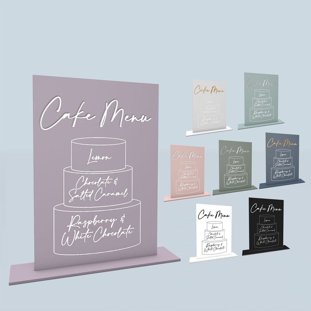 Cake Menu Sign Wedding Sweet Sign Elegant Printed Acrylic - Etsy