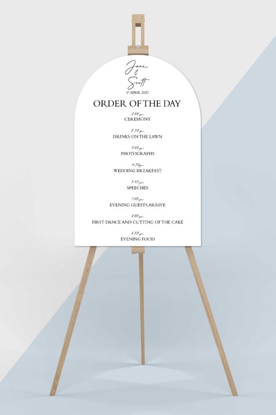 Order of the Day Wedding Sign Printed Personalised Order of - Etsy