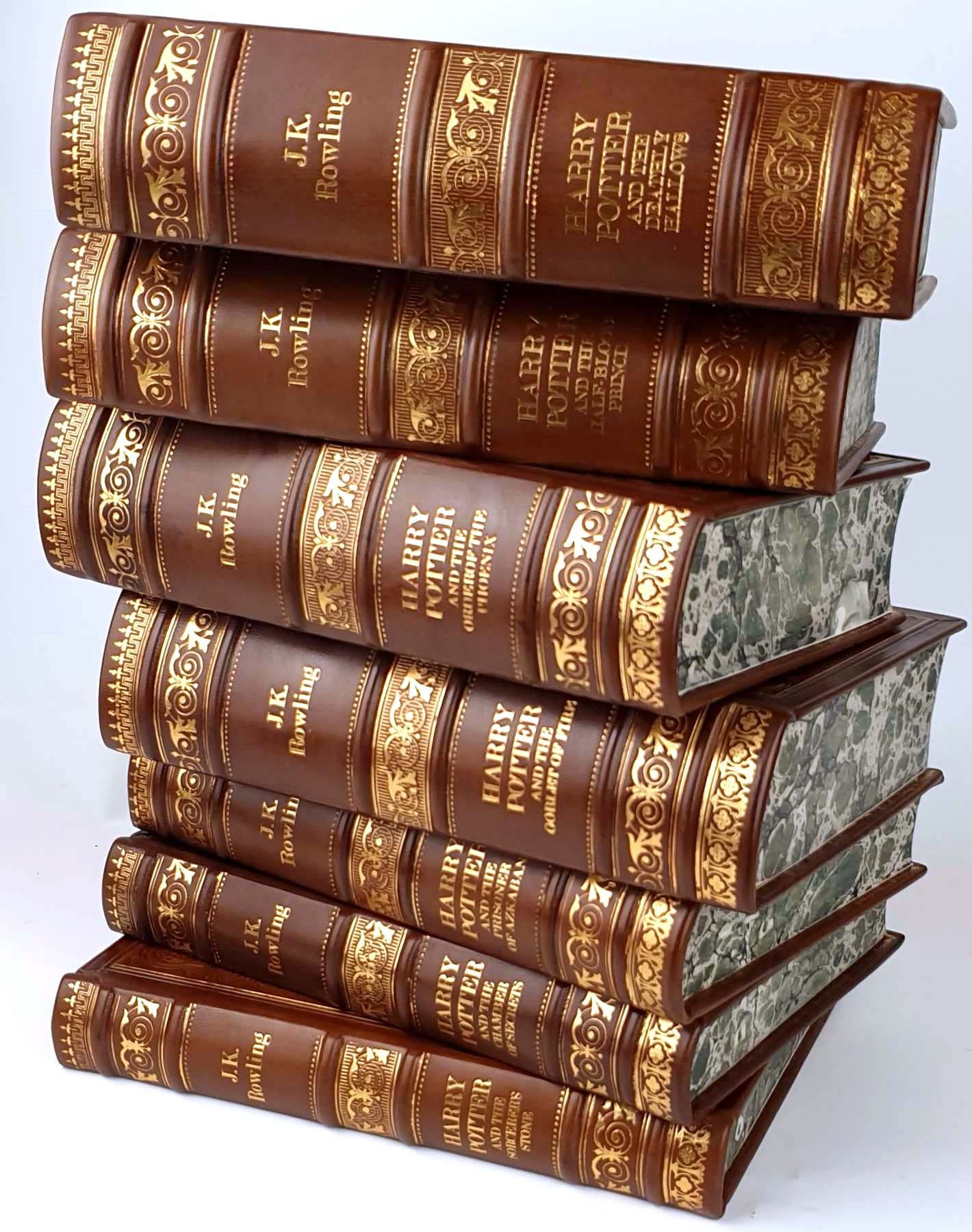 Rowling Harry Potter 7 Book Boxed, Complete Set, Leather Rebound - Etsy