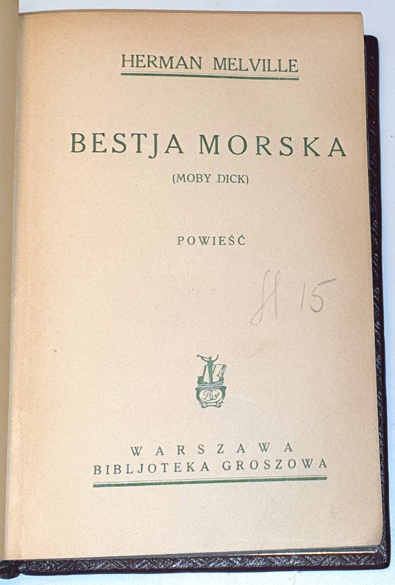 Melville Bestia Morska/ the Sea Beast/ Moby Dick. First - Etsy