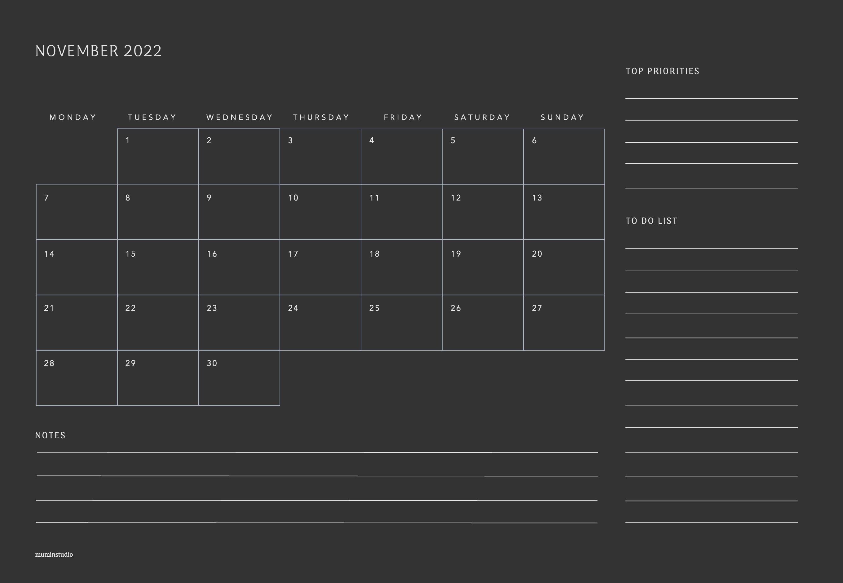 2022-2023 Monthly Calendar, Printable, Minimalist Digital Planner, A4 ...