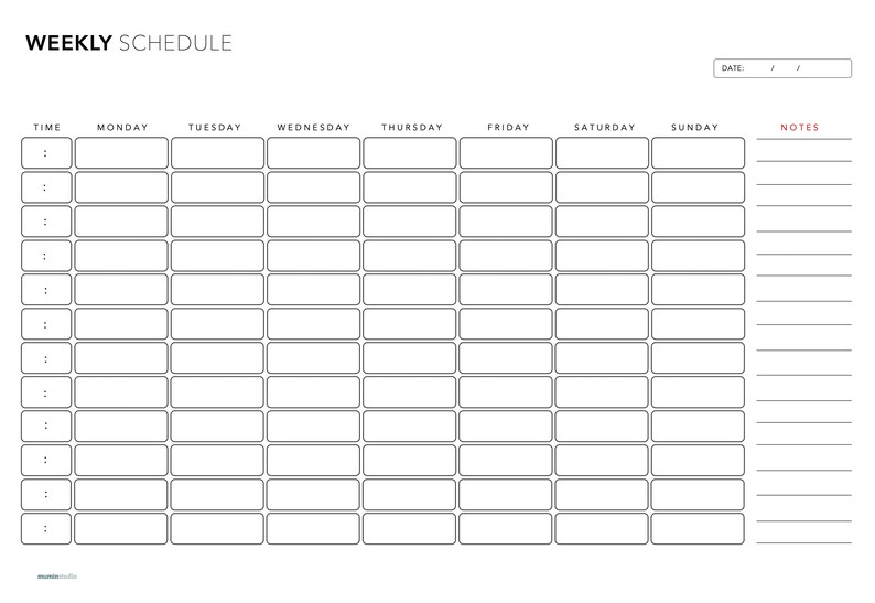Weekly Schedule, Pdf Printable, Digital Planner, Business Weekly ...