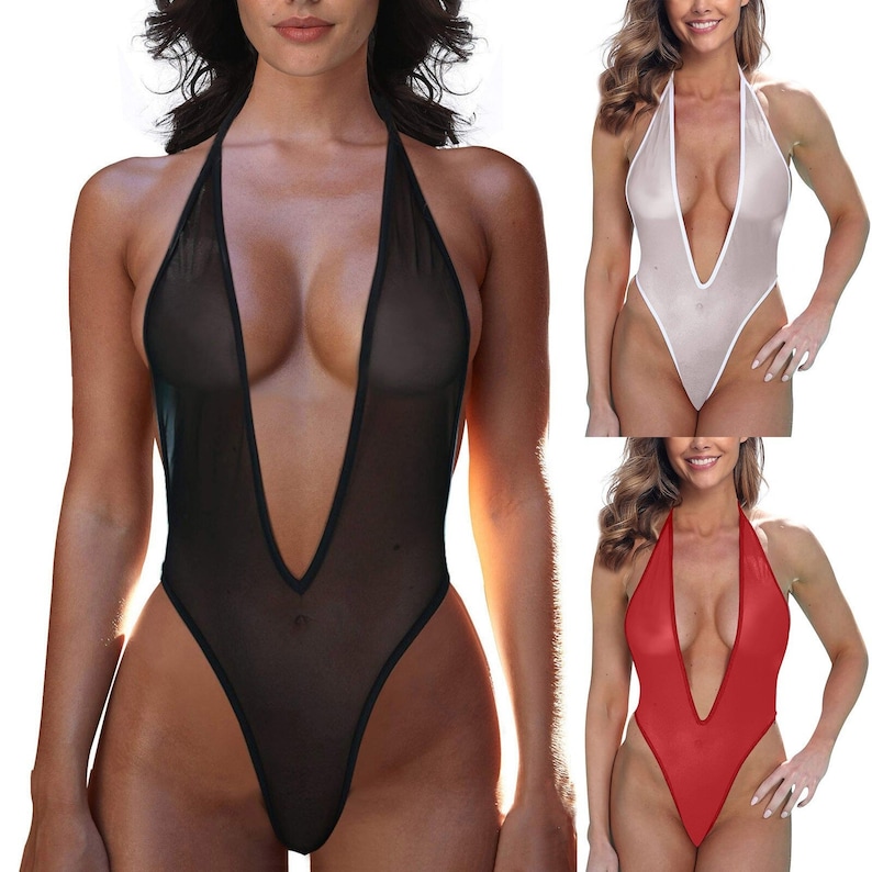 Woman One Piece Sheer Swimsuit Women Lace Mesh Swimwear Etsy Canada