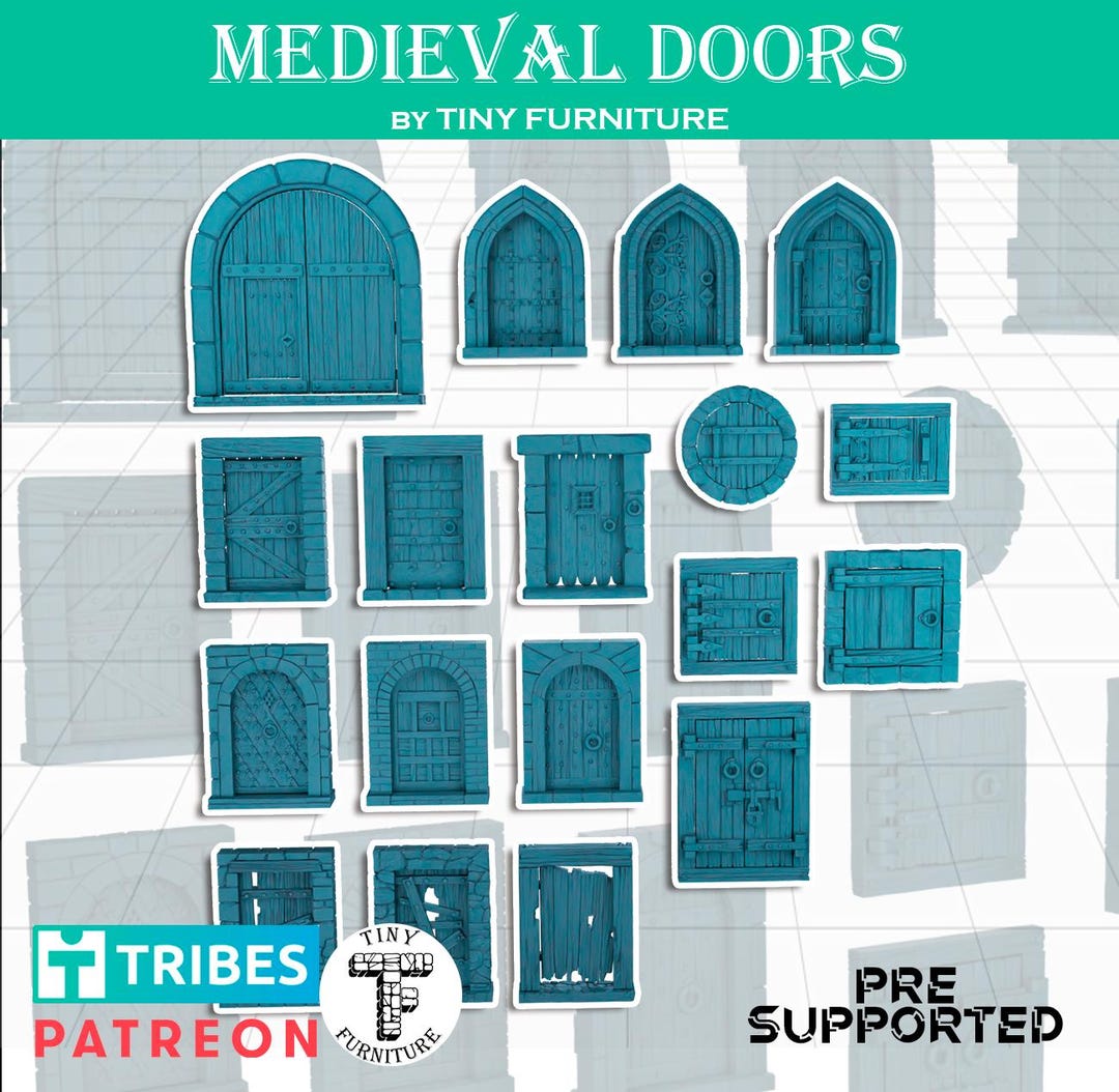 Medieval Doors - DIGITAL FILES 3D PRINTER - Tabletop Furnishing Props ...