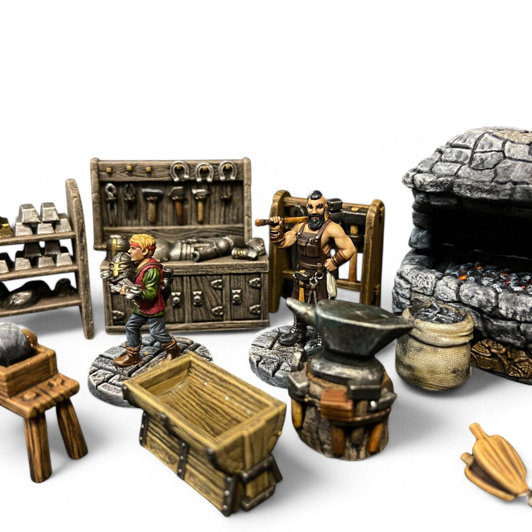 Medieval Blacksmith - 3D Printed Tabletop Furnishing Props, and Terrain ...