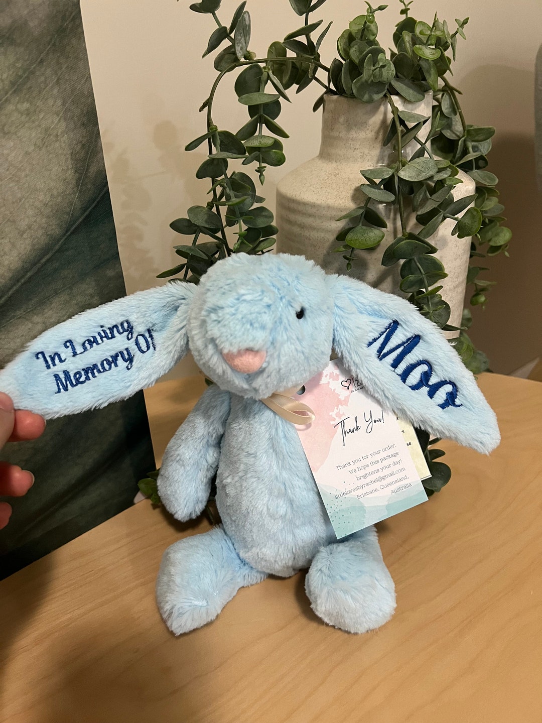 In Loving Memory Personalised Embroidered Plush Bunny. Memorial ...