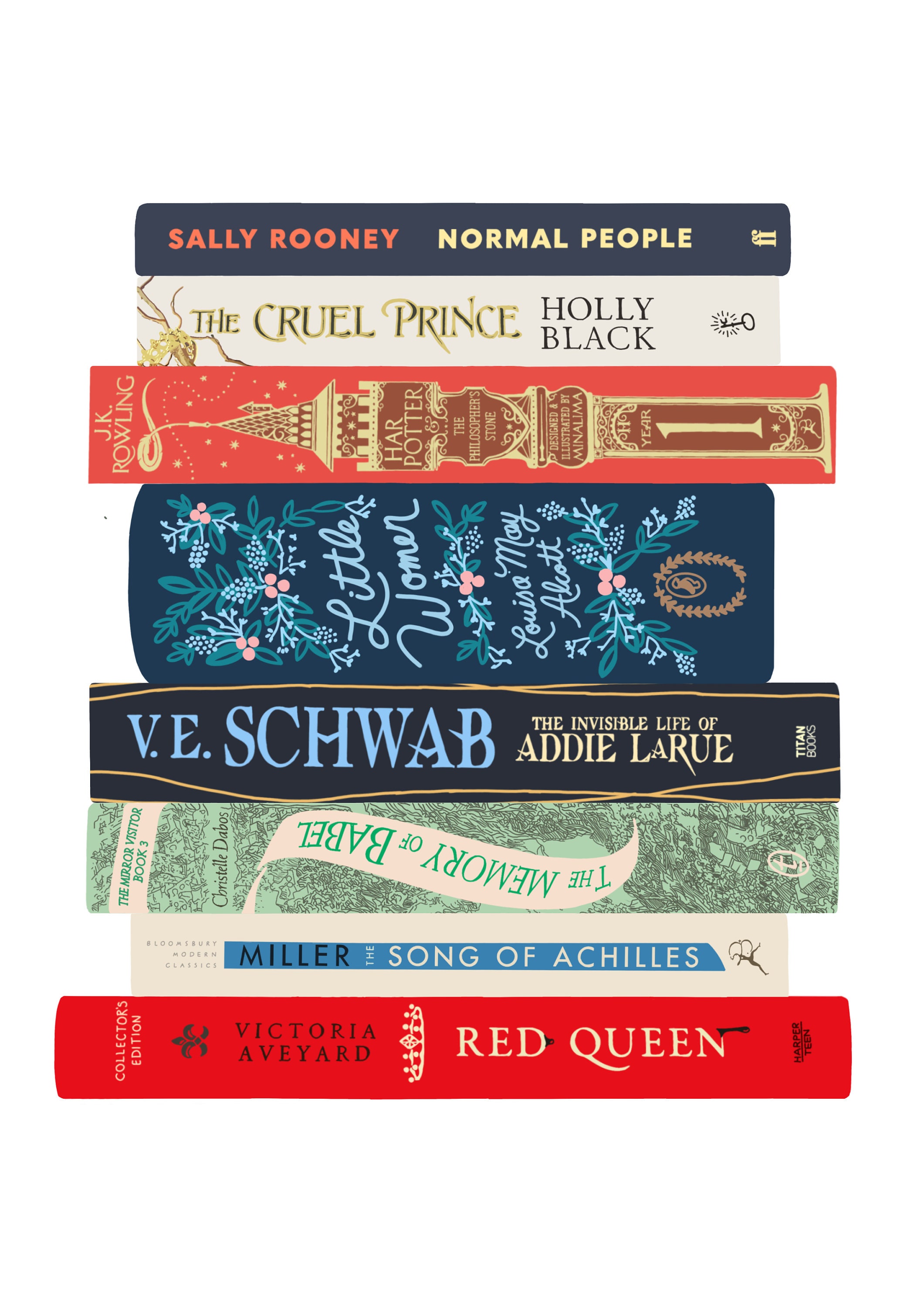 Custom Book Stack Art Print Digital - Etsy