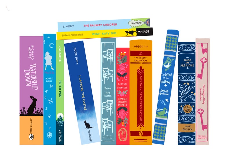 Custom Book Stack Art Print Digital - Etsy