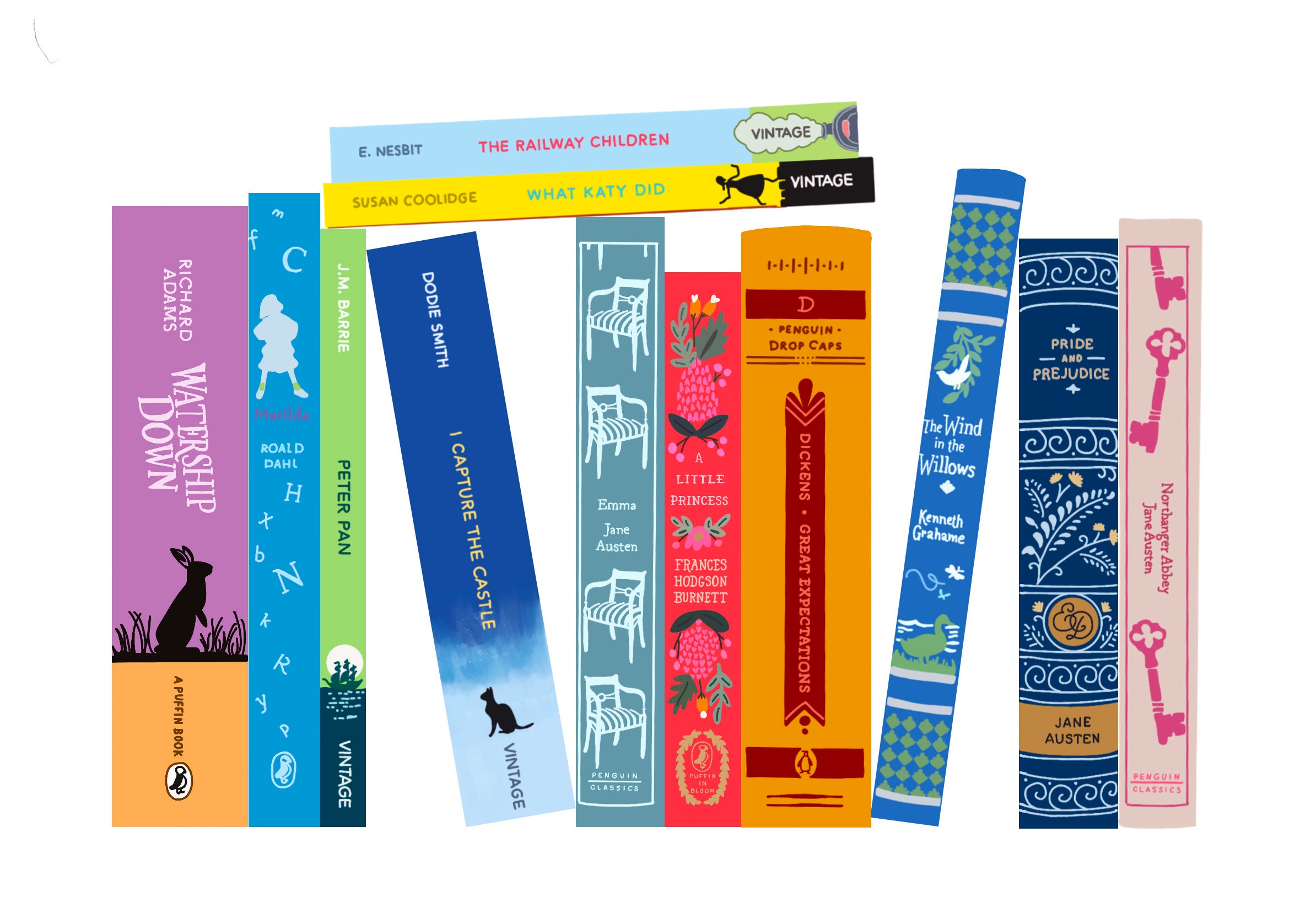 Custom Book Stack Art Print Digital - Etsy