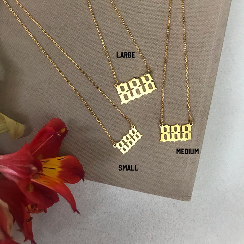 14k Gold P. Angel Number Necklace, Silver Angel Number Necklace 111 888 ...
