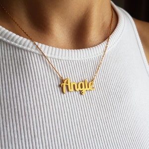 Angie Gold Name Necklace, Personalized Name Necklace, Angie Silver Name ...