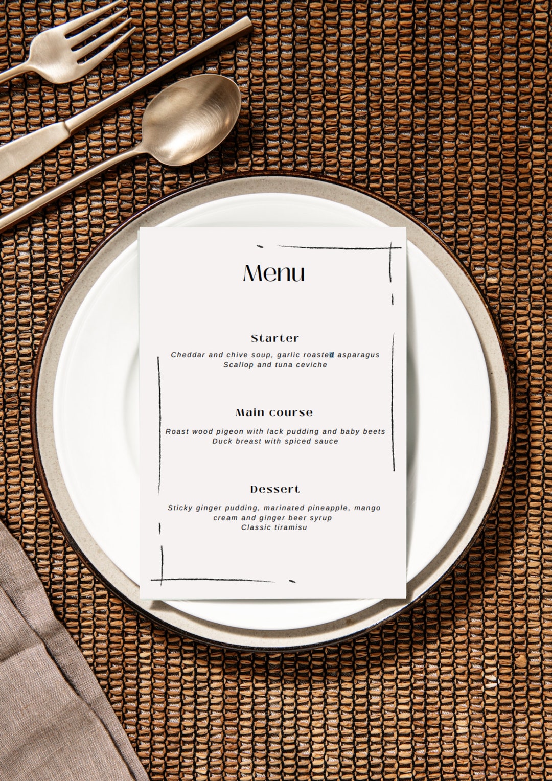 Customisable Printable Menu Card A5 Made to Order for Dinner - Etsy