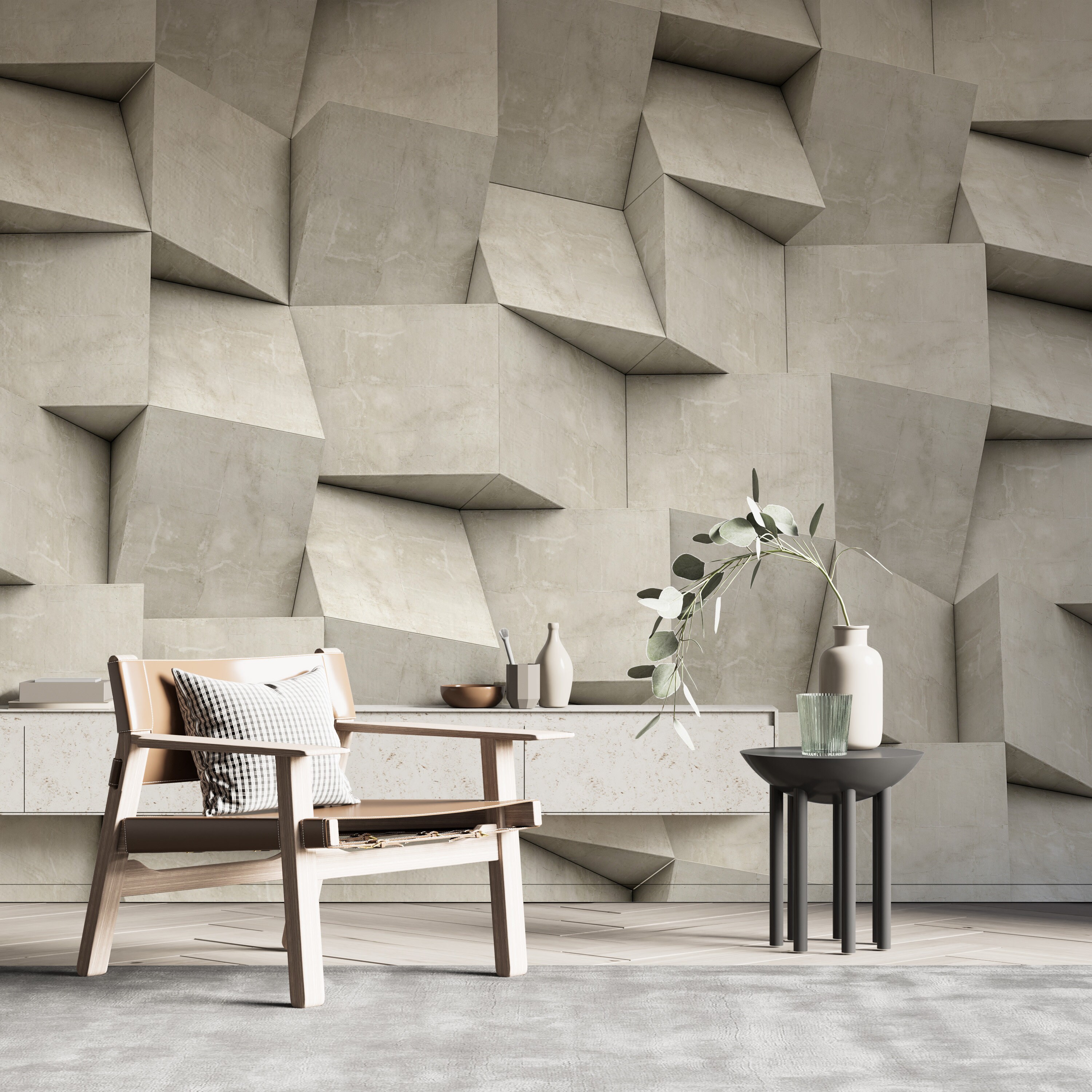 3D Blocks Wallpaper | Customizable Size | Pick & Steel | Non Woven ...