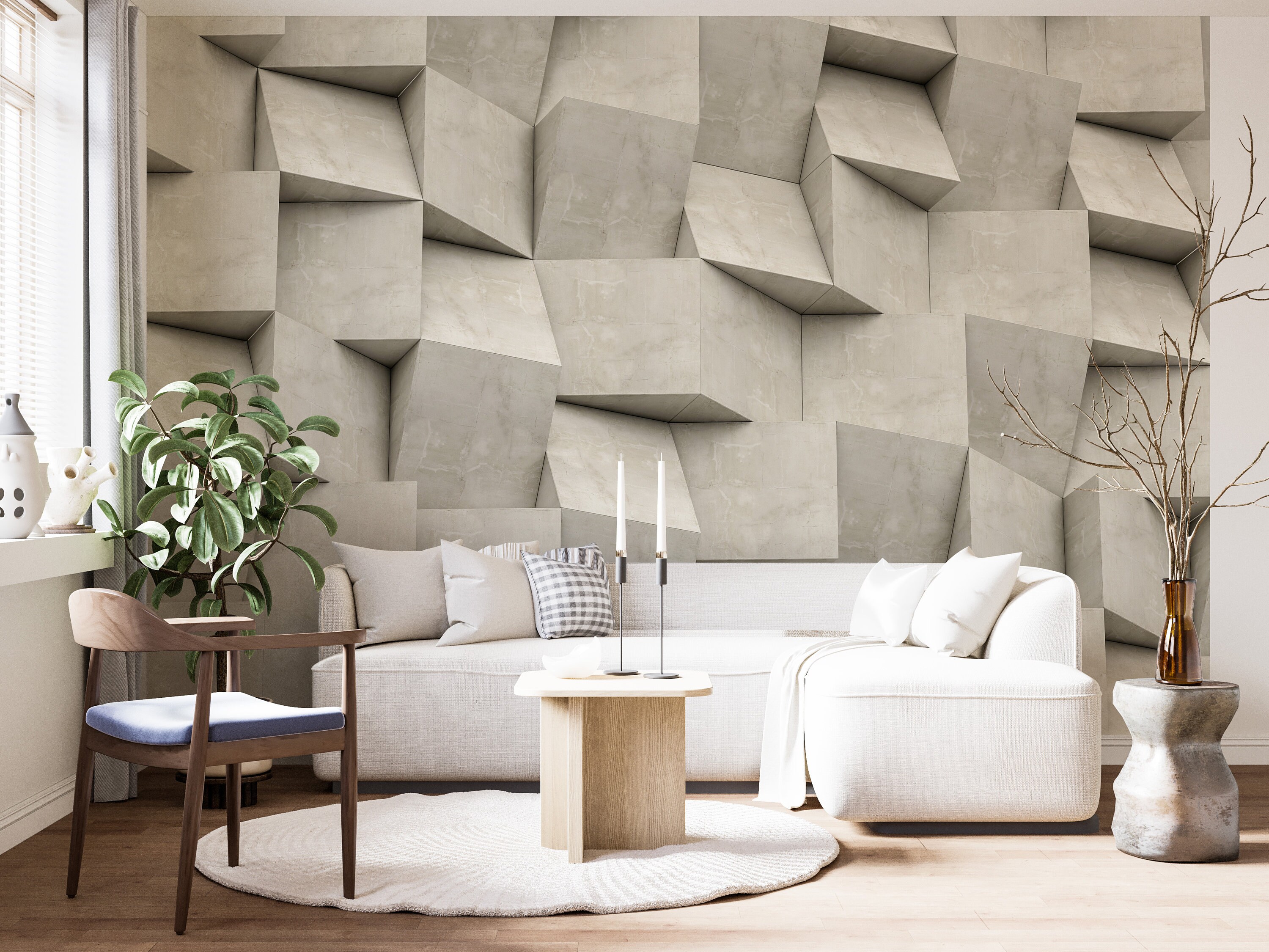 3D Blocks Wallpaper | Customizable Size | Pick & Steel | Non Woven ...