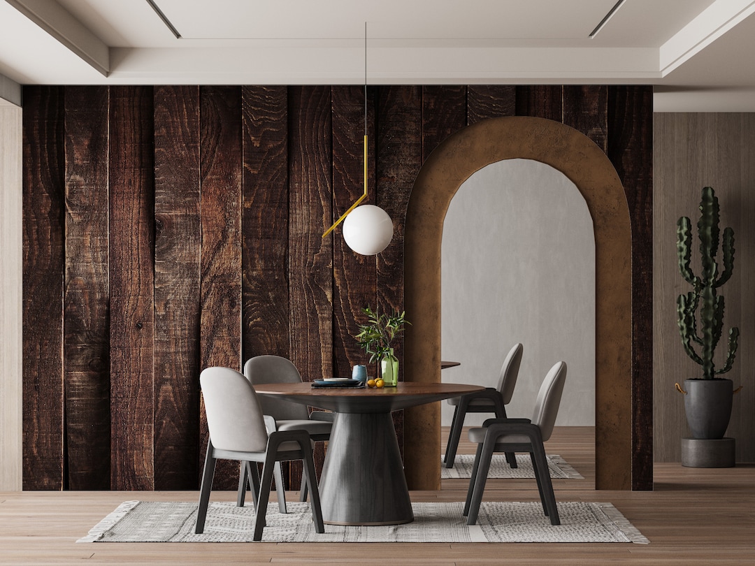 Dark Wood Panels Wallpaper Wall Mural 3D Photo Wallpaper - Etsy