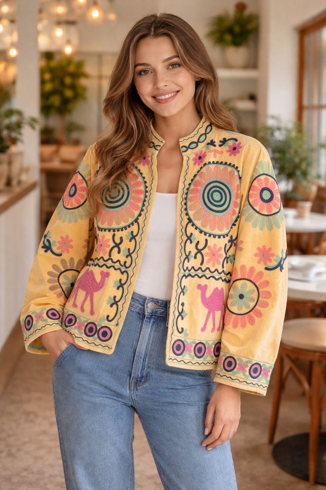 Embroidered Sequin Velvet Crop Jacket: Upcycled Velvet Boho Blazer - Etsy