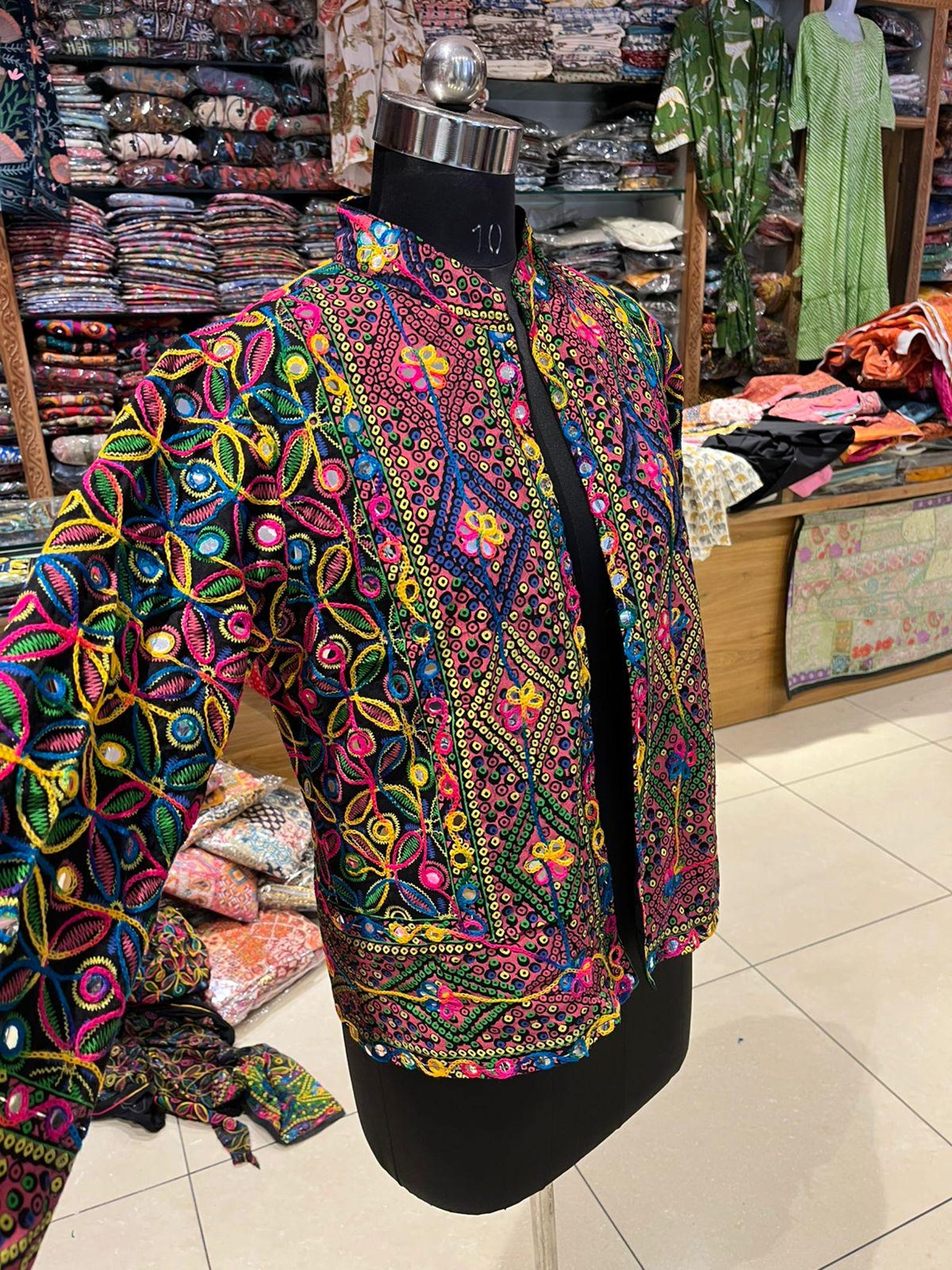 Embroidered Sequin Mirror Crop Jacket: Upcycled Kantha Boho Blazer - Etsy