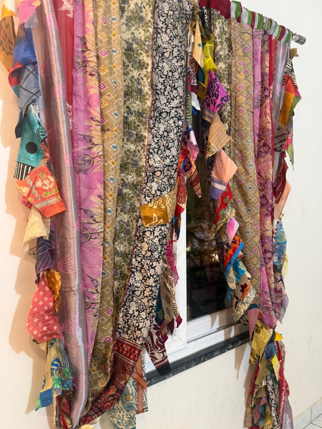 Vintage Silk Saree Patchwork Curtains - Bohemian Jhi Drape Set ...