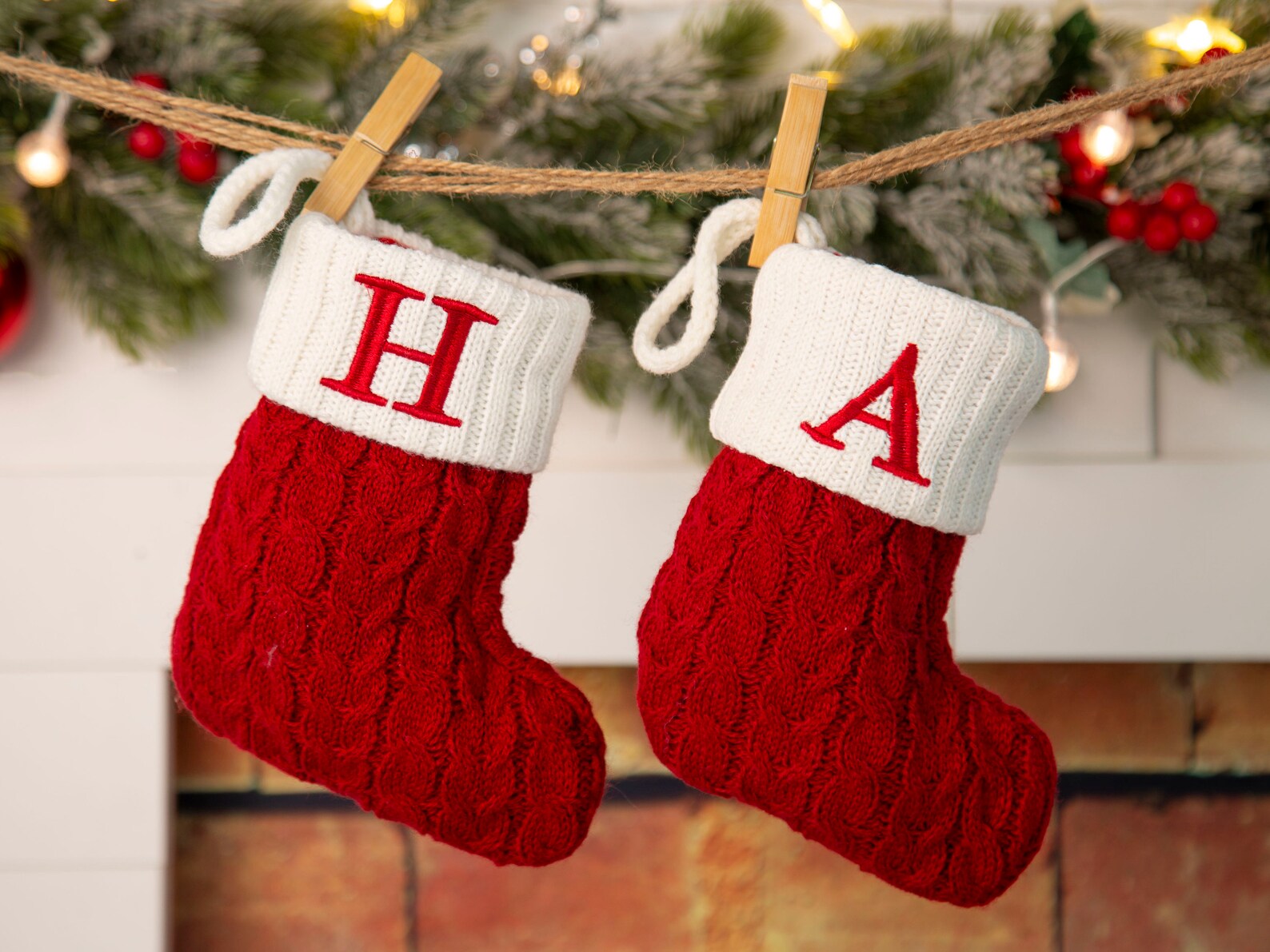 Initial Cable Knitted Stocking Mini Monogrammed Stocking - Etsy