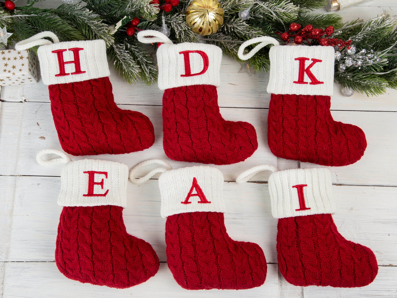 Initial Cable Knitted Stocking Mini Monogrammed Stocking - Etsy