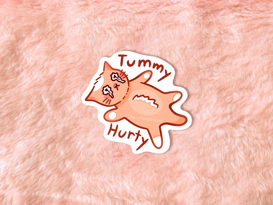 Tummy Hurty Cat Vinyl Sticker - Etsy