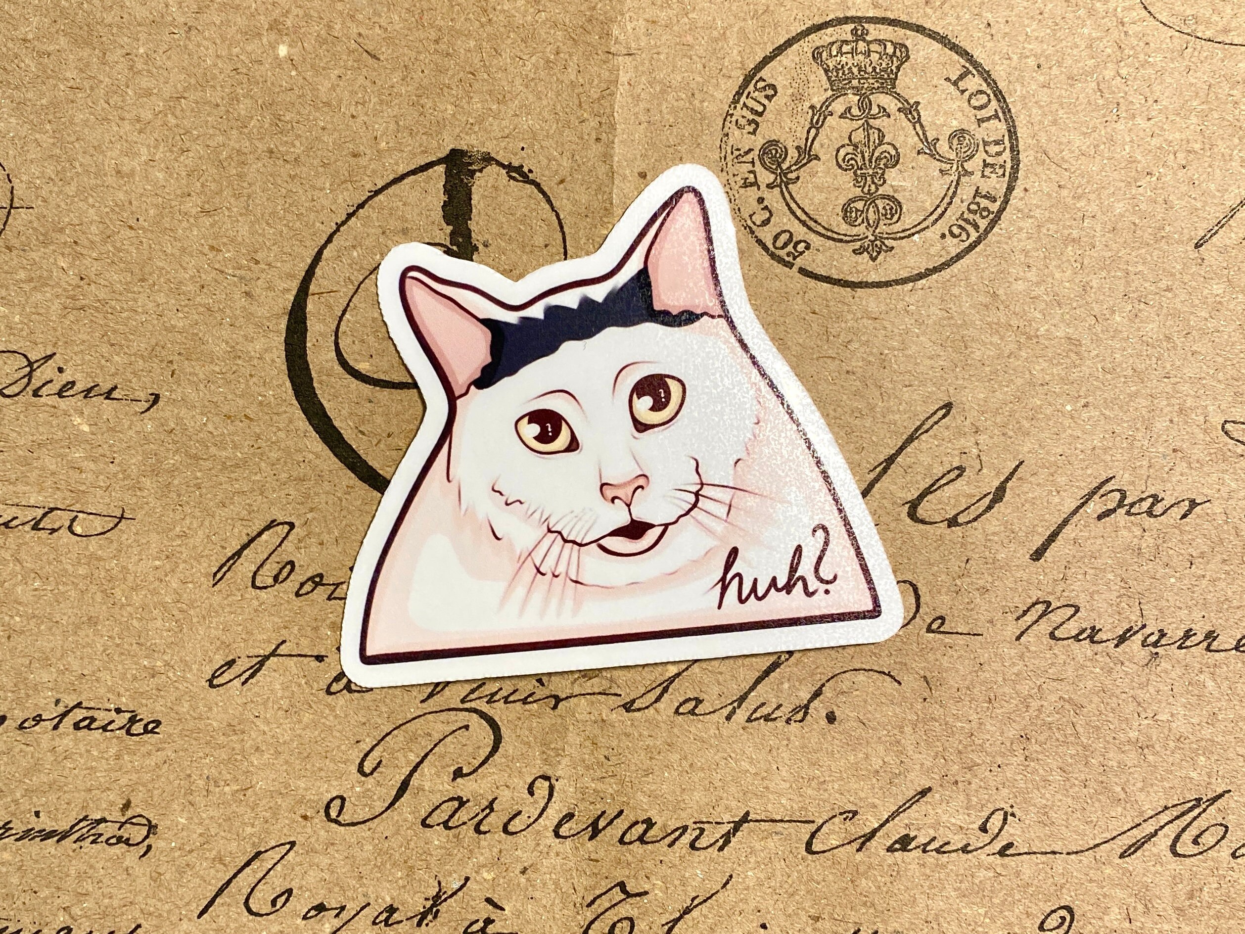 Huh Cat Meme Vinyl Sticker - Etsy UK