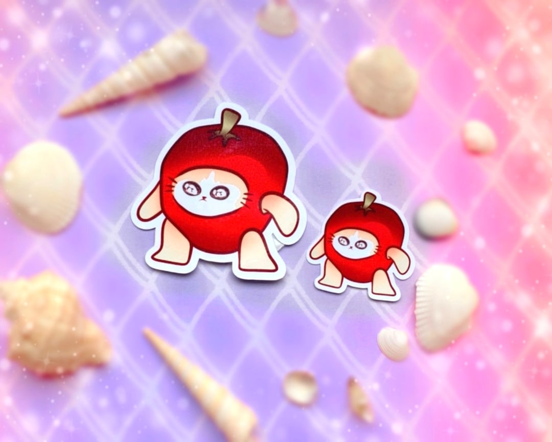 Apple Fruit Cat Meme Vinyl Sticker - Etsy