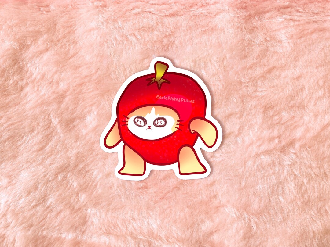 Apple Fruit Cat Meme Vinyl Sticker - Etsy