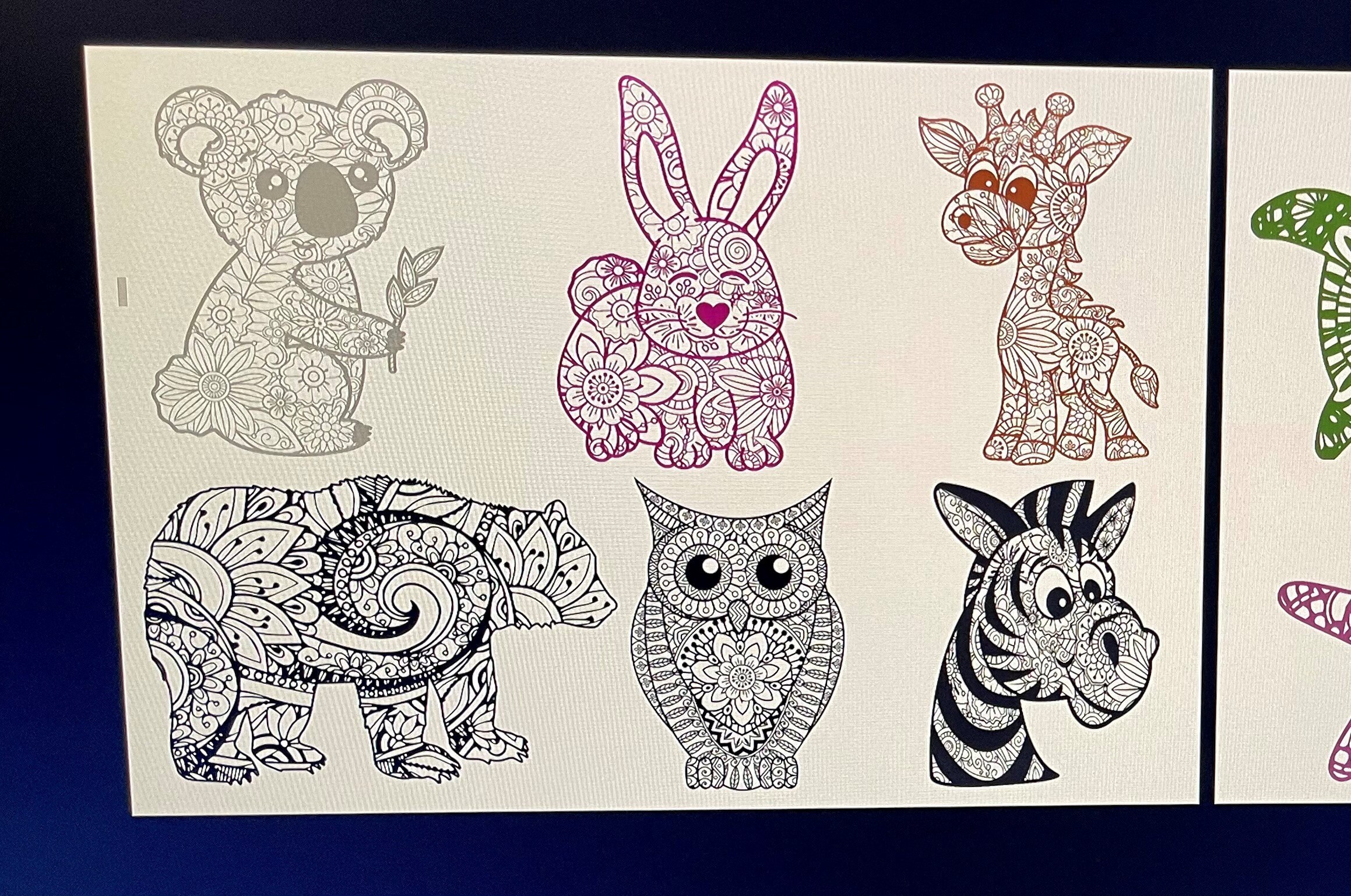 Printable Colouring Sheets Animal Zentangle Mandalas, Digital File ...