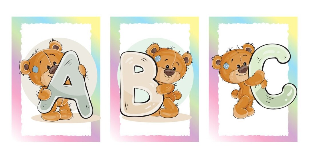 Alphabet and Number Bear Playing Cards, Educational Game, School ...