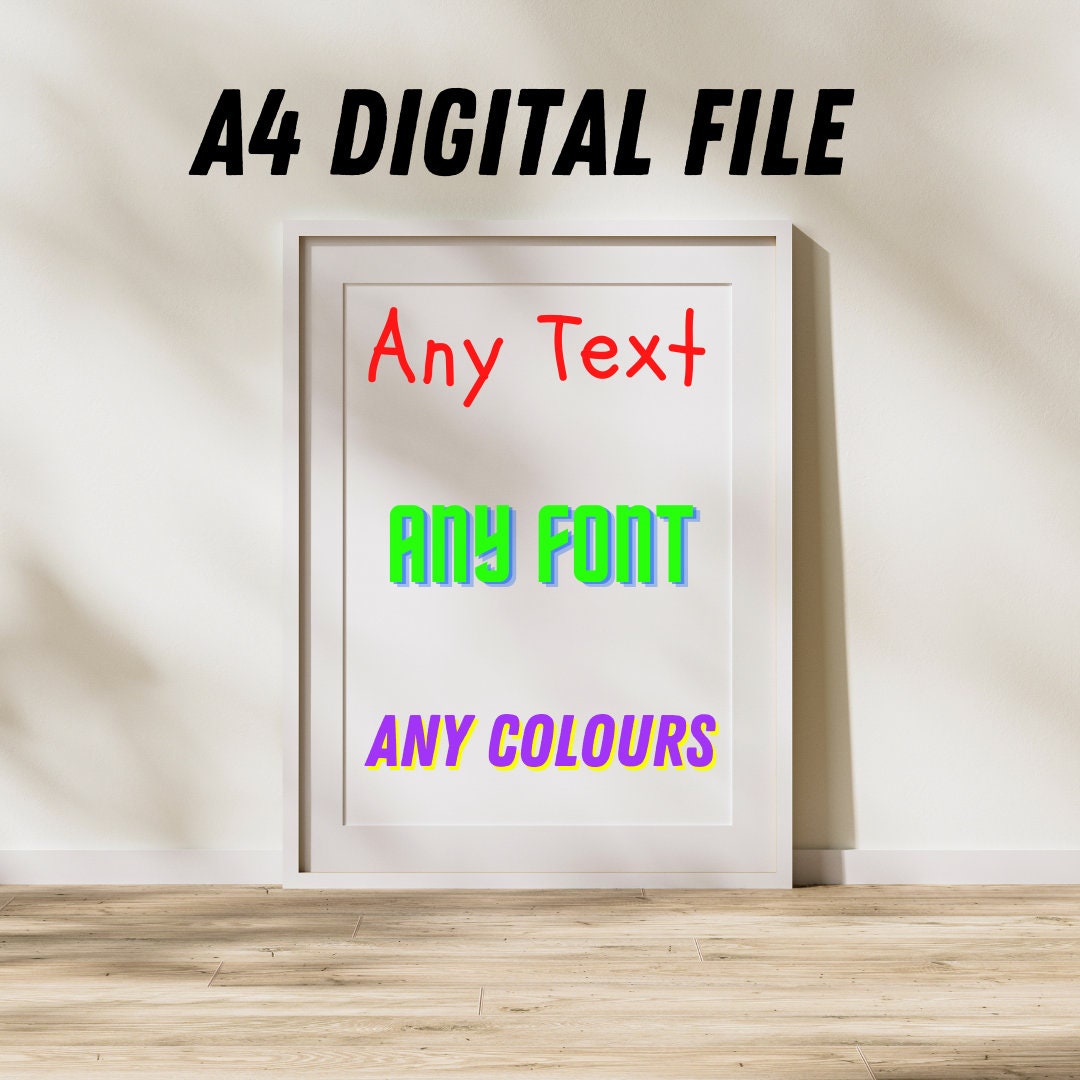 Personalised Wall Art Text, Any Text, Font, Colour, Personalised Poster ...