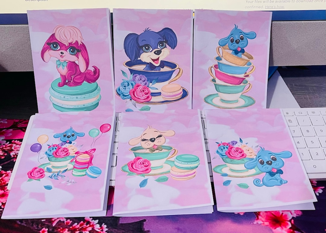 Notelets Puppy Dog Themed, Printable, Blank Card, All Occasions Card ...