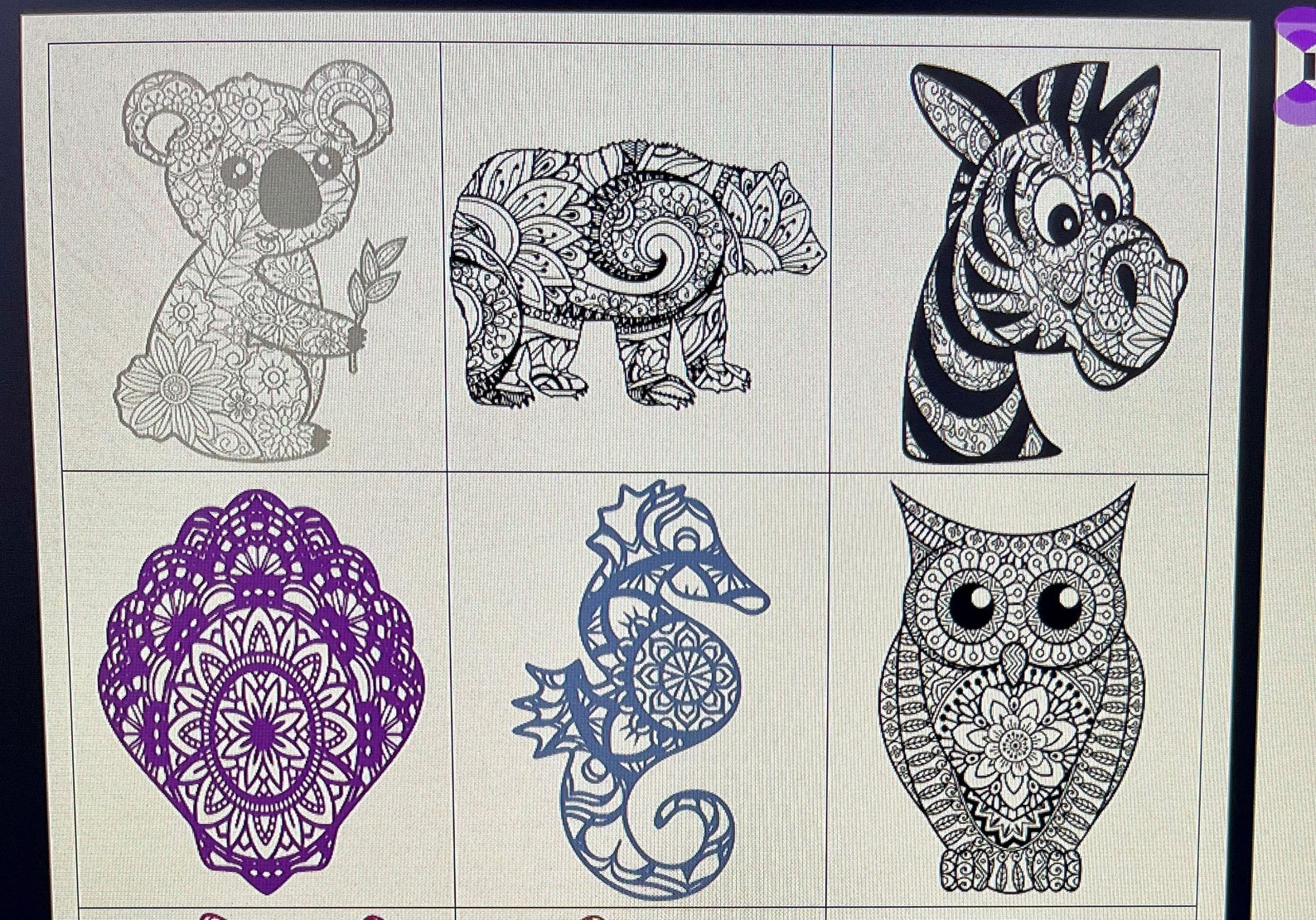 Printable Colouring Sheet Animal Zentangle Mandalas, Digital File ...