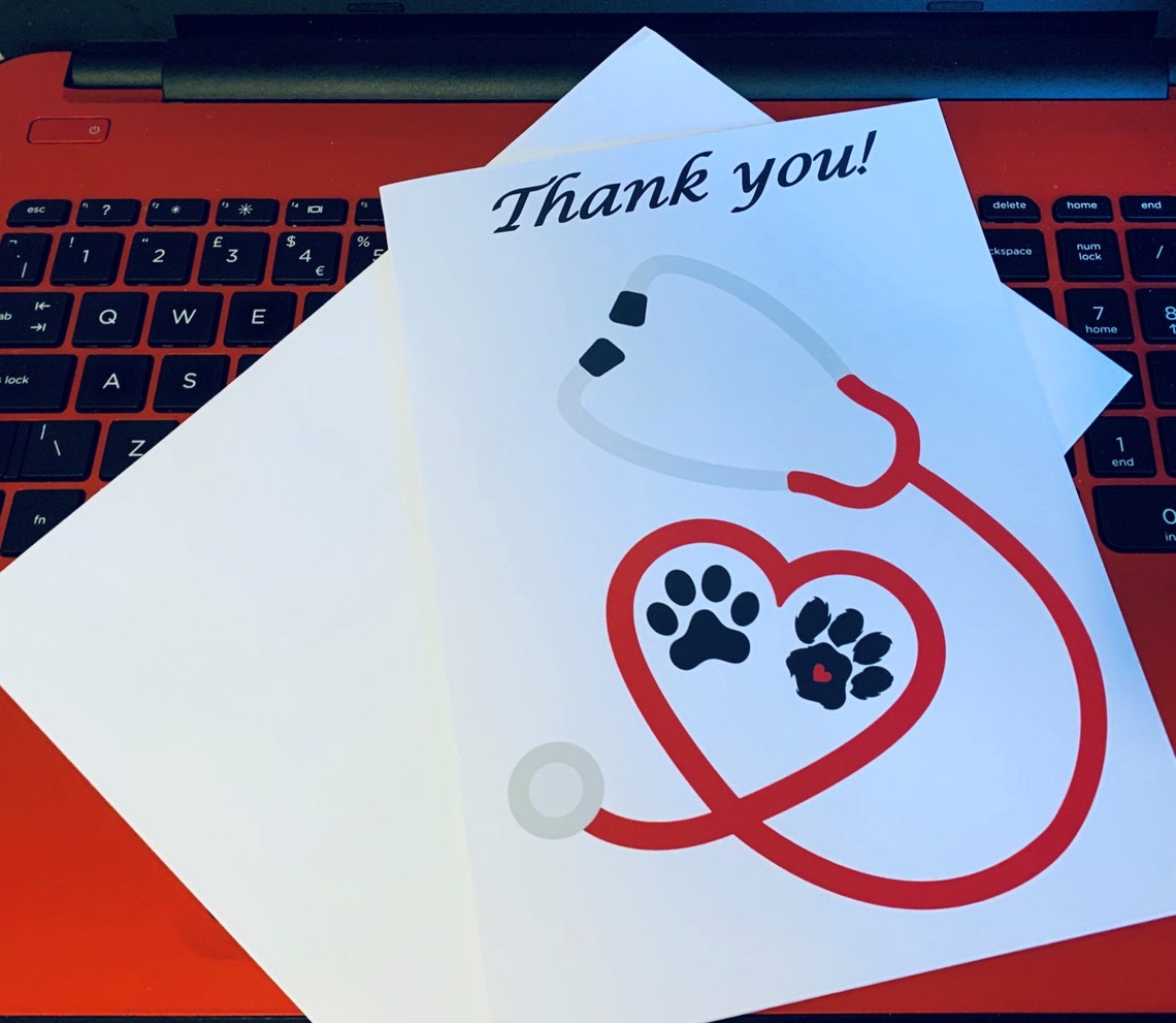 Vet Thank You Card, Printable Thank You Card for Vet, Digital File ...