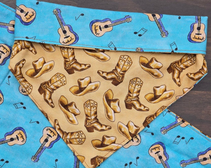 Whiskey & Music Retro Western All-over Print Bandana. Pinup Guitar ...