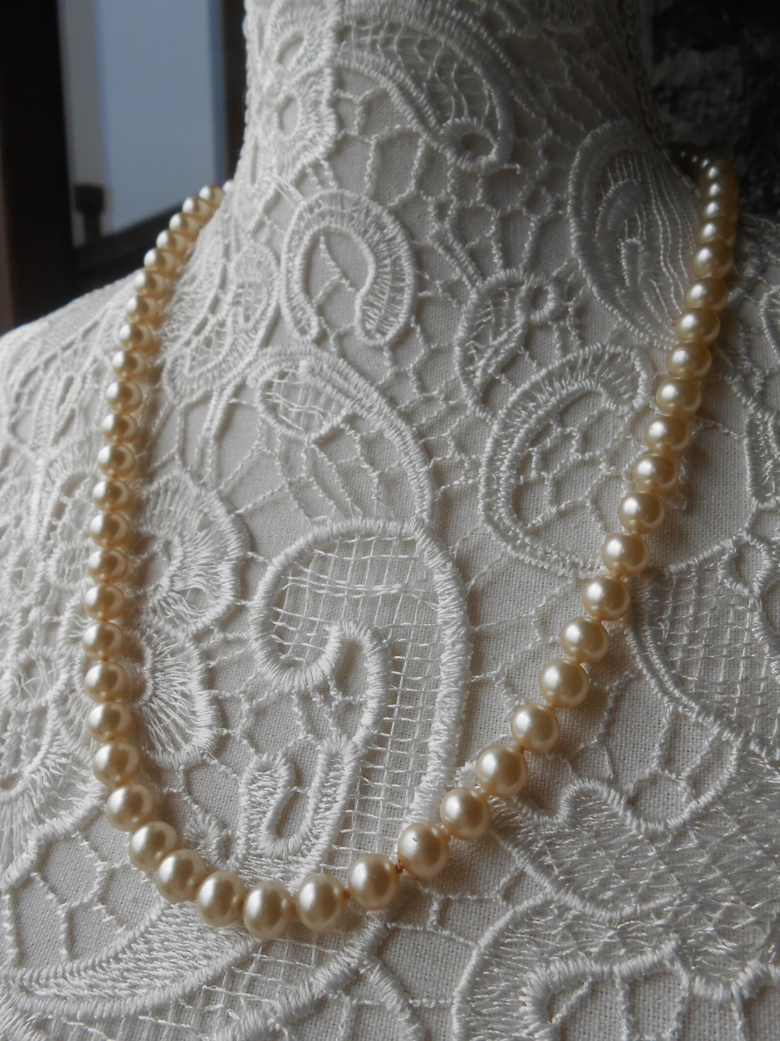 Vintage Faux Pearl Necklace Long Knotted Glass Pearls 80s - Etsy