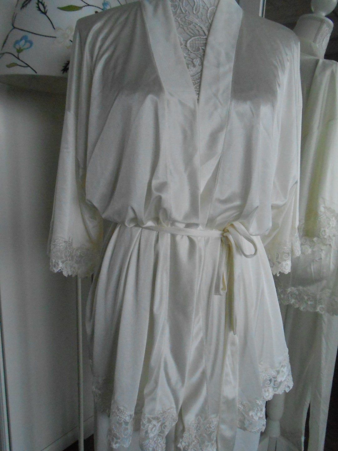 Vintage Pajamas 80s Ivory Night Set - Etsy