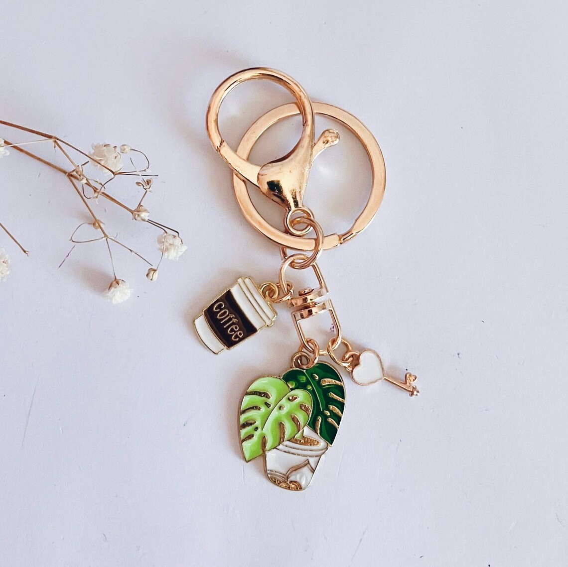 Plant Lover Keychain | Bag Charm | Nature Coffee Lover Gift | Custom ...