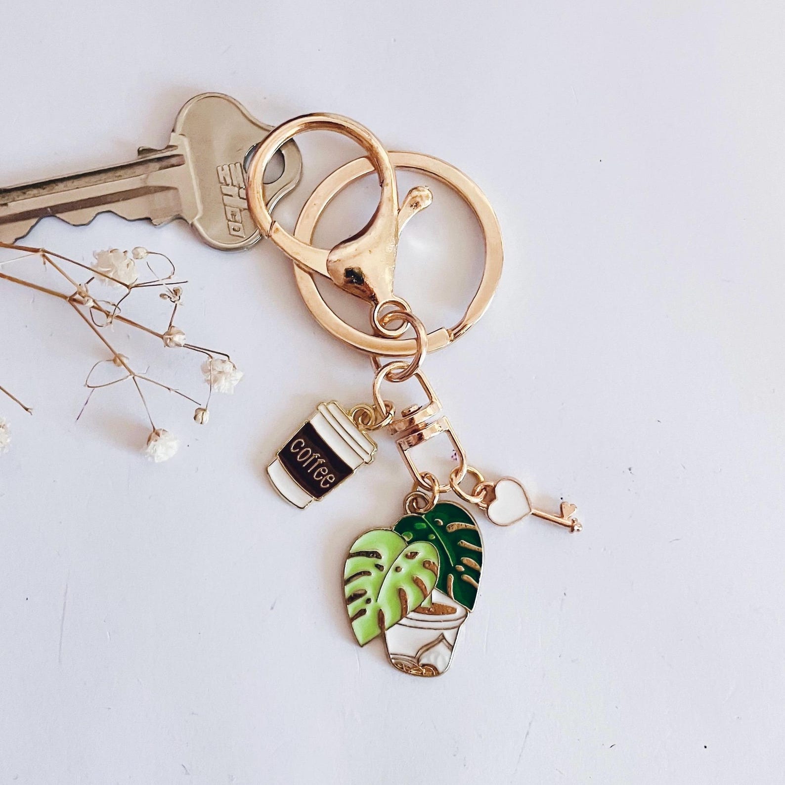 Plant Lover Keychain | Bag Charm | Nature Coffee Lover Gift | Custom ...