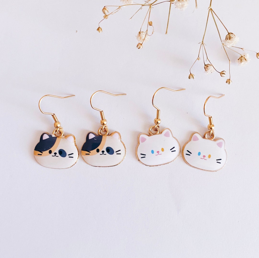 Cute Cat Earrings | Dainty Dangle Drop Earrings | Kitty Cat Lover Gift ...