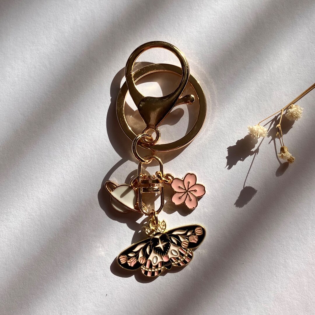 Ethereal Moth Keychain Bag Charm Butterfly Flower Nature Gift Custom ...