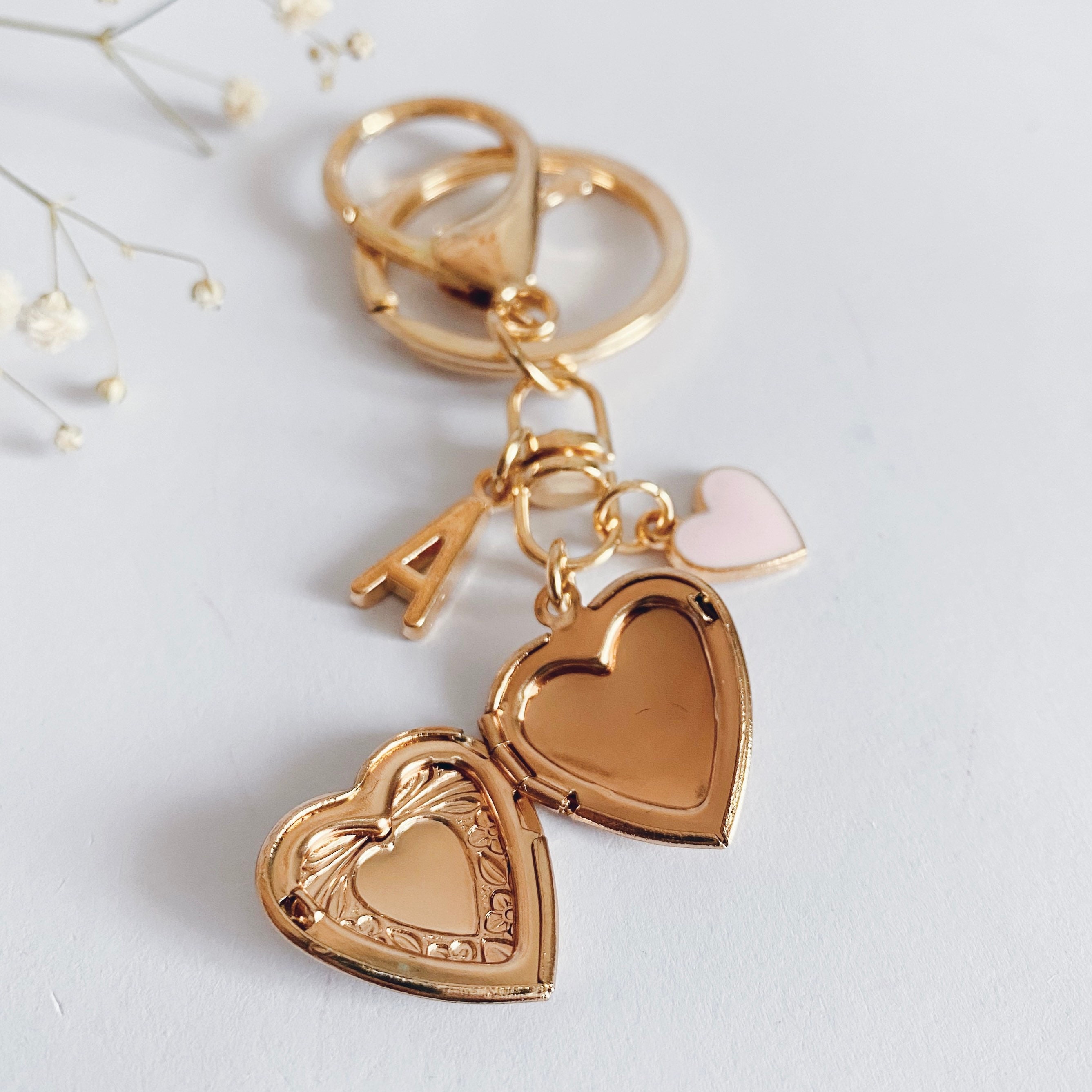 Customised Locket Love Heart Keychain | Bag Charm | Personalised Gift ...