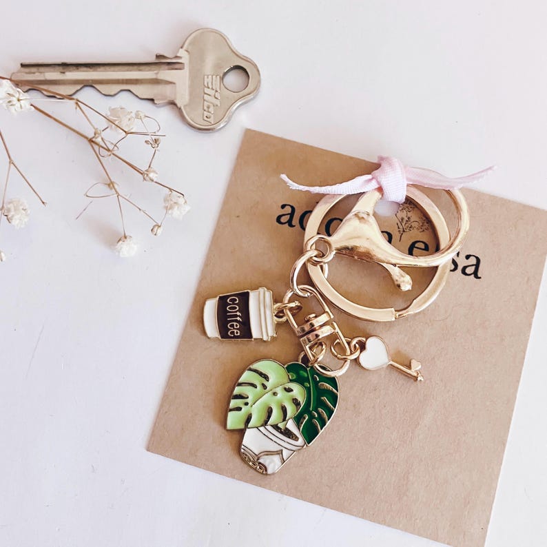 Plant Lover Keychain | Bag Charm | Nature Coffee Lover Gift | Custom ...