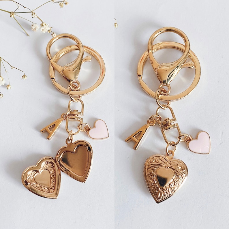 Customised Locket Love Heart Keychain | Bag Charm | Personalised Gift ...
