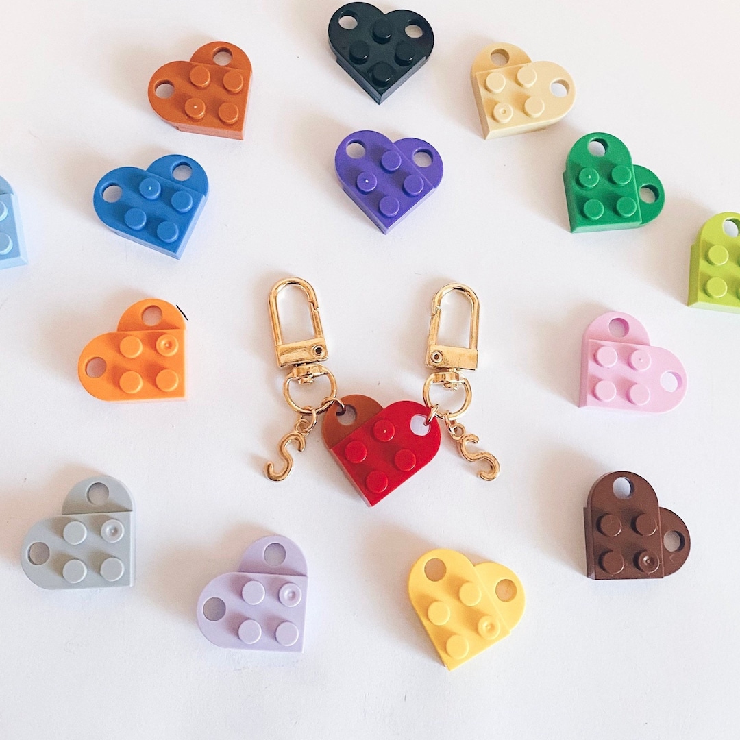 2x Set Heart Friendship / Couples Keychain Charms W Custom Initials ...