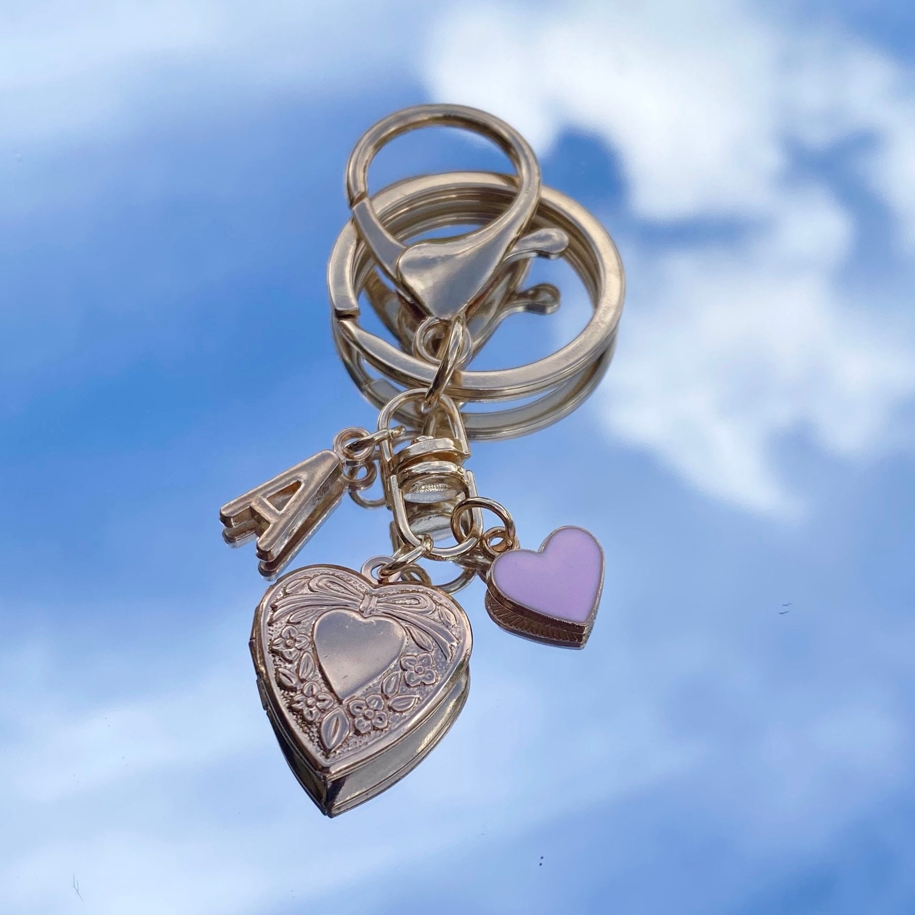Customised Locket Love Heart Keychain | Bag Charm | Personalised Gift ...