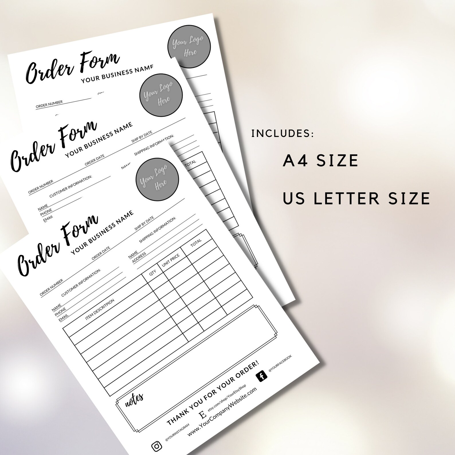 Canva Order Form Template | Small Business Printable & Customizable ...