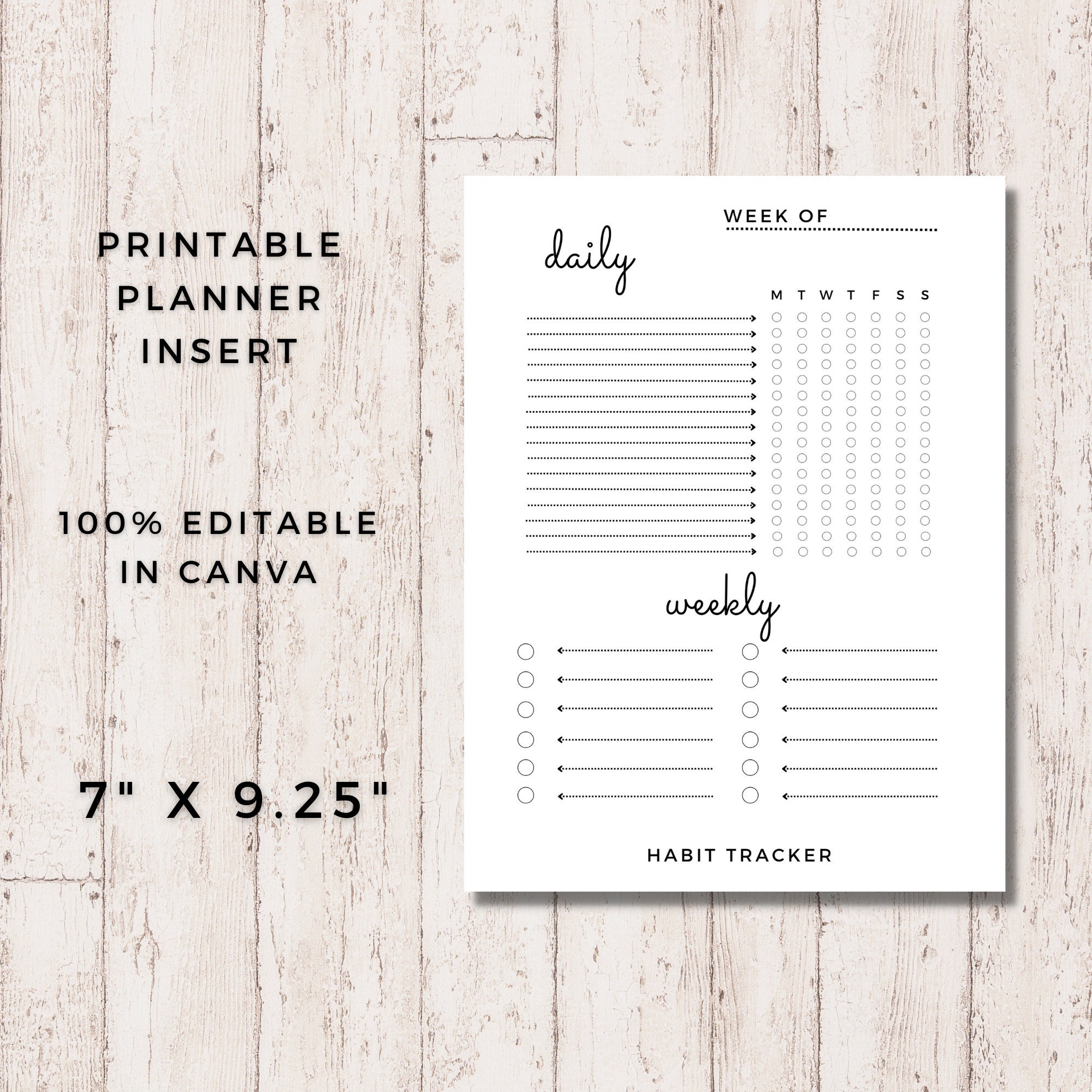 Printable Habit Tracker Planner Insert Editable Planner Insert Canva ...