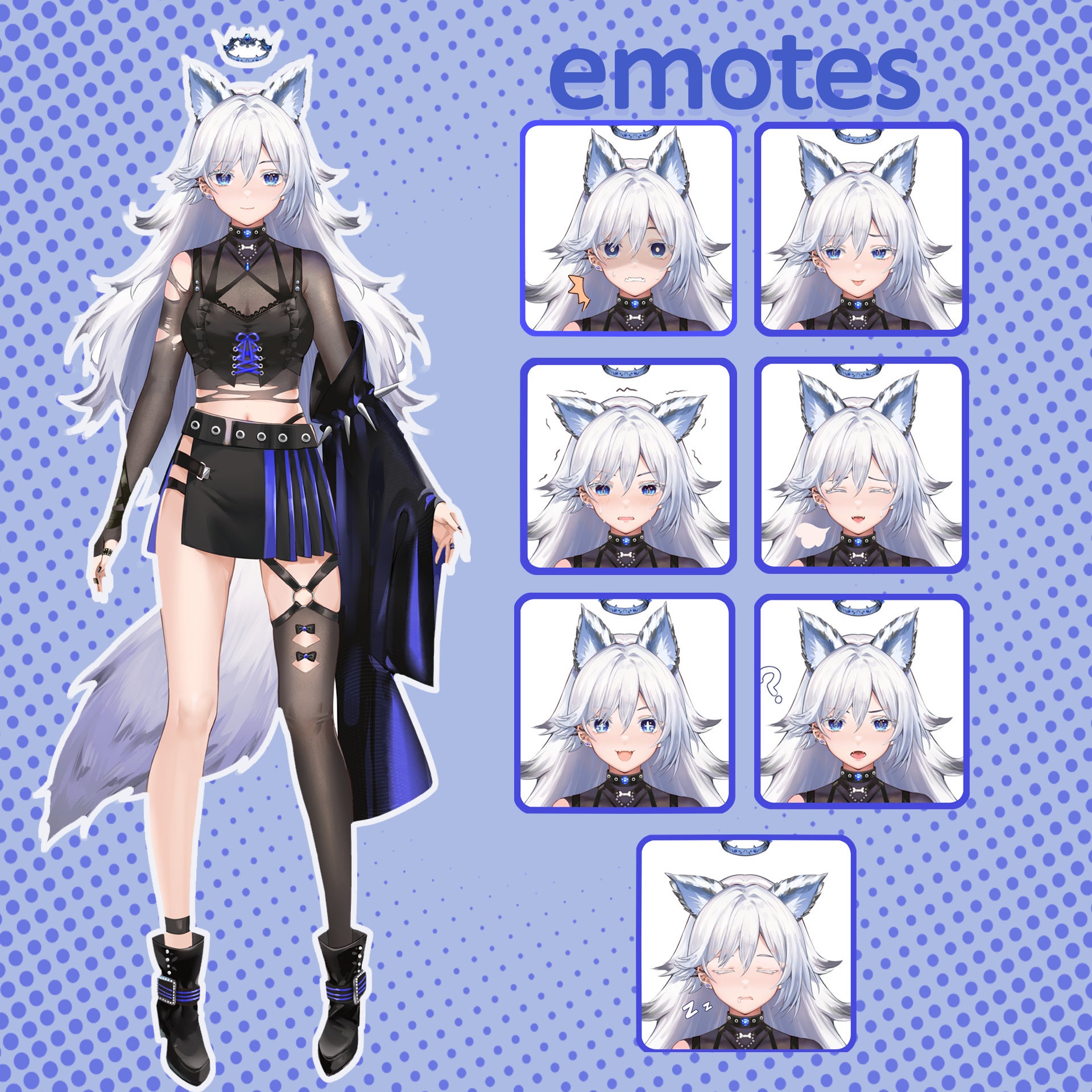 Five Colour Wolf Girl Vtuber Model Premade Vtuber Model Etsy